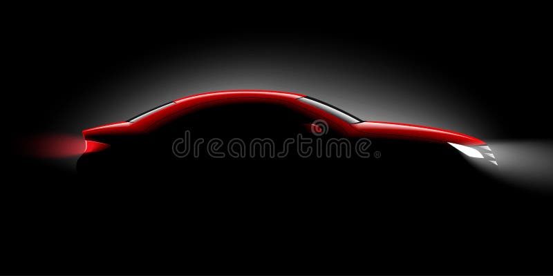 Realistic Red Car Side View in the Dark Stock Vector - Illustration of ...