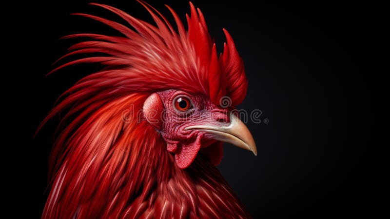 Realistic Red Chicken Portrait: Hyper-detailed Digital Rendering Stock ...