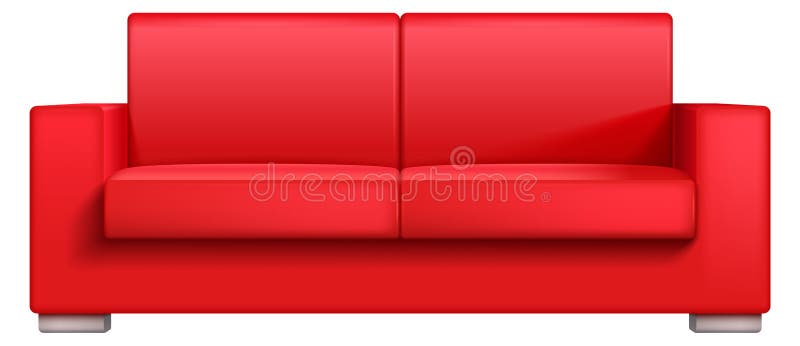 Realistic Red Couch Front View. Comfortable Sofa Stock Vector ...