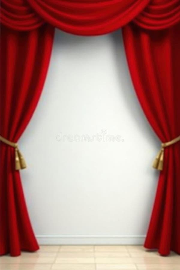 Realistic Red Curtain Frame Vector; Clean Lines for Easy Use , Elegant ...