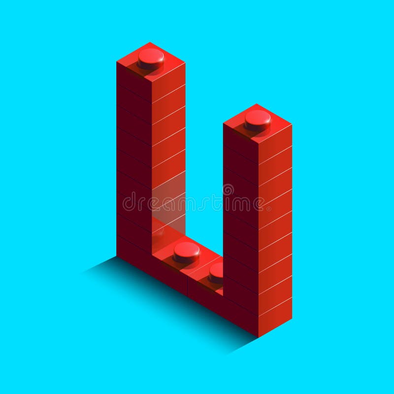 Realistic Red 3d Isometric Letter U of the Alphabet from Constructor ...