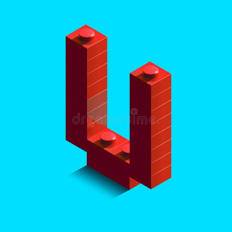 Realistic Red 3d Isometric Letter V of the Alphabet from Constructor ...