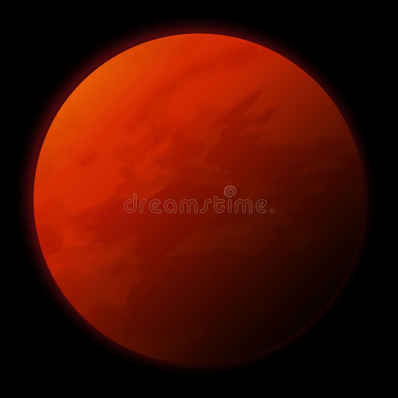 Realistic Red 3D Planet Mars on Black Background from Solar System ...