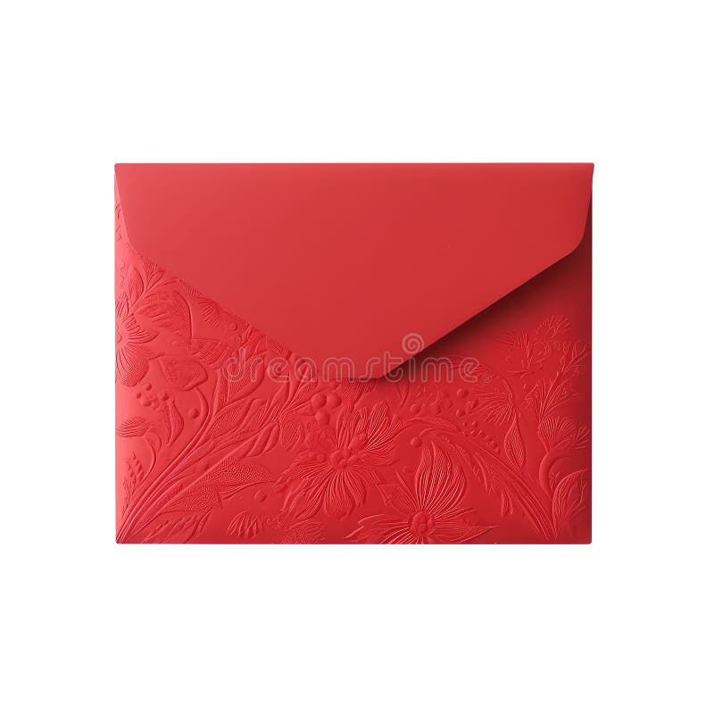 Realistic Red Embossed Floral Envelope Stock Illustration ...