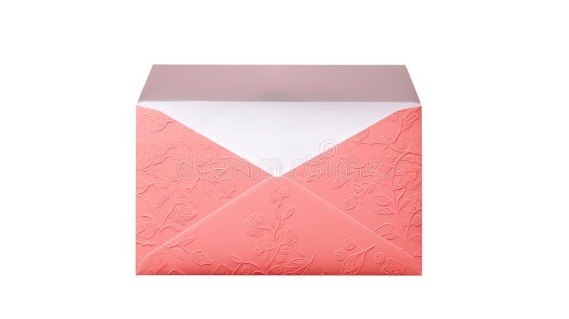 Realistic Red Embossed Floral Open Envelope Element Stock Illustration ...