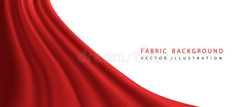 Realistic Red Fabric Curtain Wave on White Blank Space Background ...