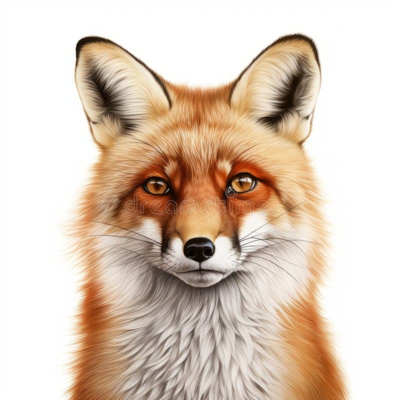 Realistic Fox Head Drawing