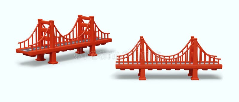 Realistic Red Golden Gate Bridge in America. Architectural Monument of ...