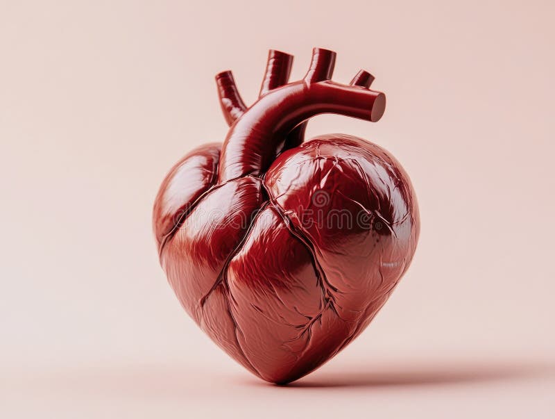 Realistic Red Heart Model on Light Pink Background. Valentines Day ...