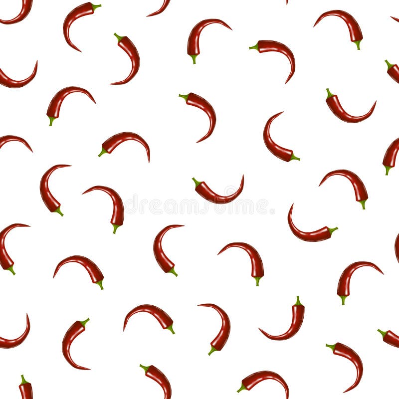 Realistic Red Hot Pepper Background Pattern on a White. Vector Stock ...