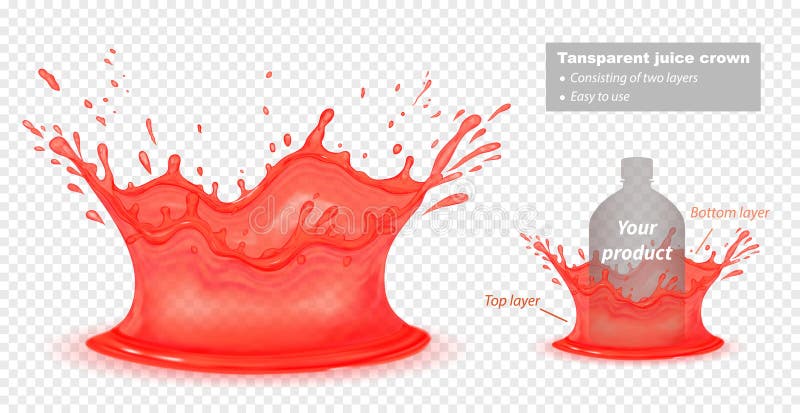 Realistic Red Juice Splash on a Transparent Background. Vector ...