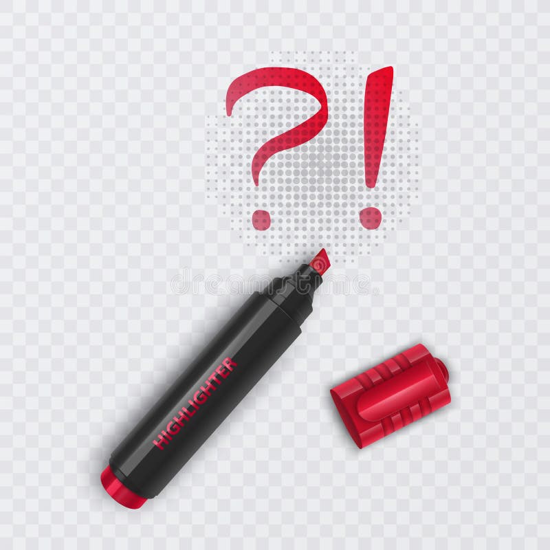 Realistic Red Marker with Exclamation and Question Mark on Transparent ...