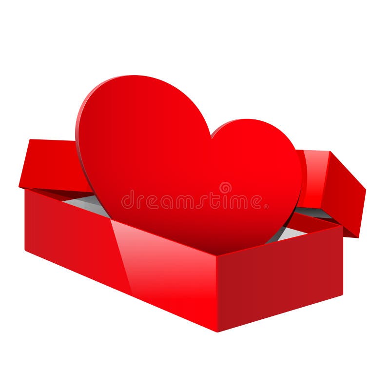Realistic Red Package Box Opened with a Red Heart Stock Vector ...