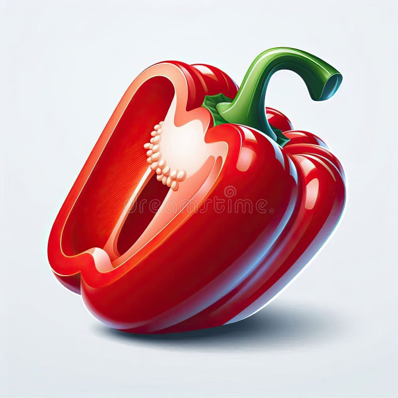 Realistic Red Pepper Drawing Stock Illustration - Illustration of ...