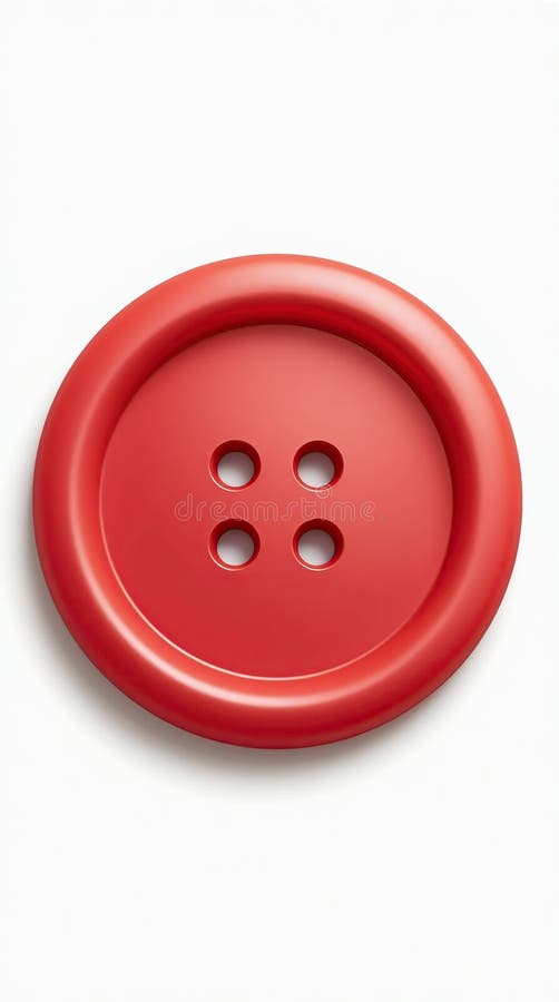 Realistic Red Plastic Button for Sewing on White Background Stock ...