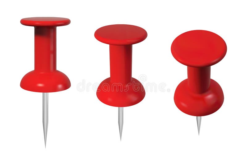 Realistic Red Push Pins Set. Isolated Vector Illustration. Stock Vector ...
