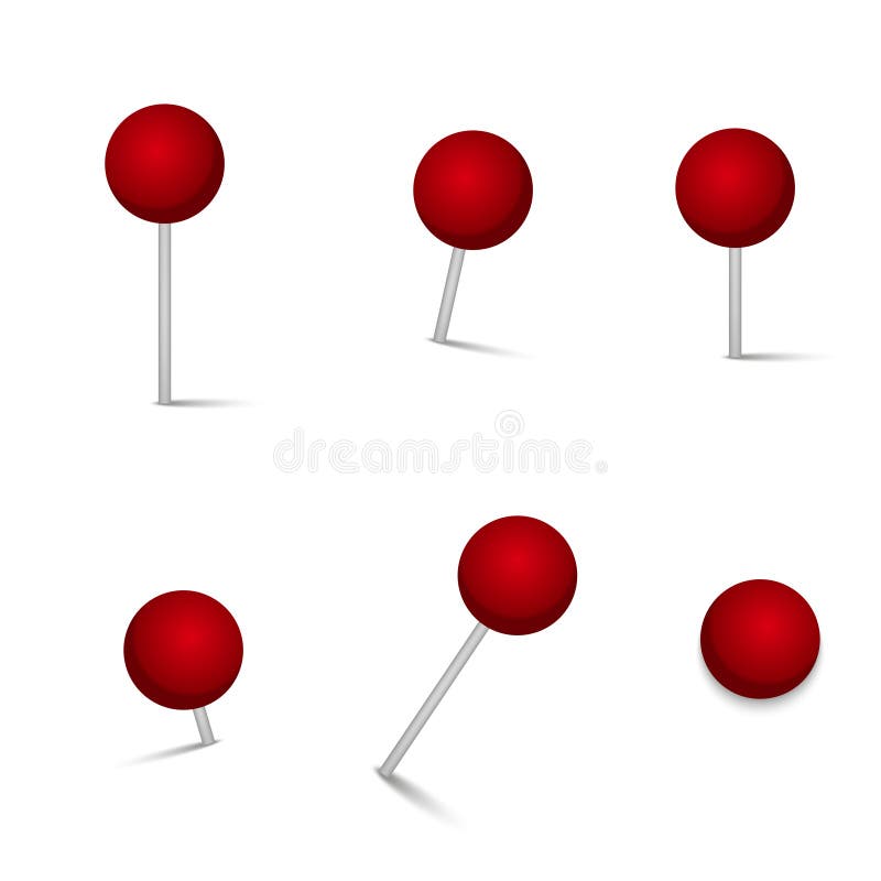 Realistic Red Push Pins. Vector. Stock Vector - Illustration of button ... Realistic Red Push Pins. Vector. Stock Vector - Illustration of button ...
