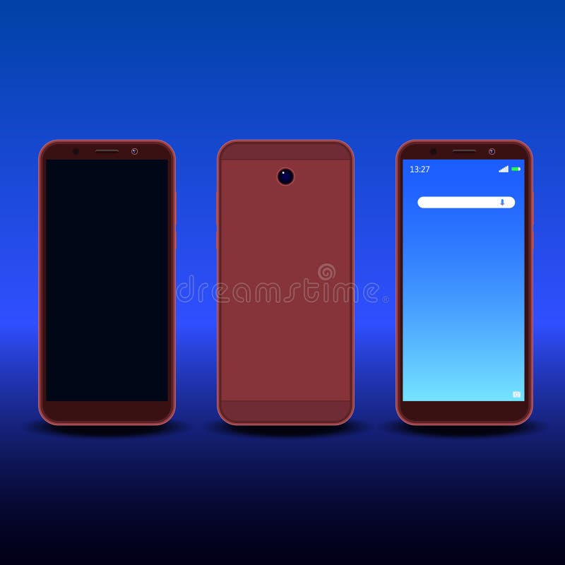 Presentation of a New Smartphone Model. Front View, Back, on an ...