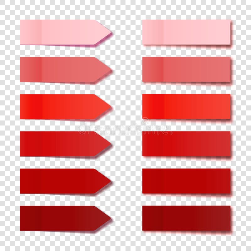 Realistic Red Sticky Notes Collection. Arrow Flag Tabs. Post Note ...