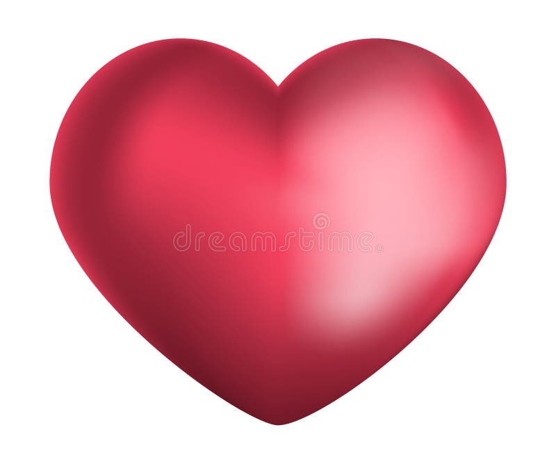 Realistic Red Valentine Heart. Shiny 3d Heart with Shadow Stock Vector ...