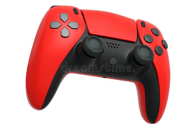 Realistic Red Video Game Controller on White Background Stock ...