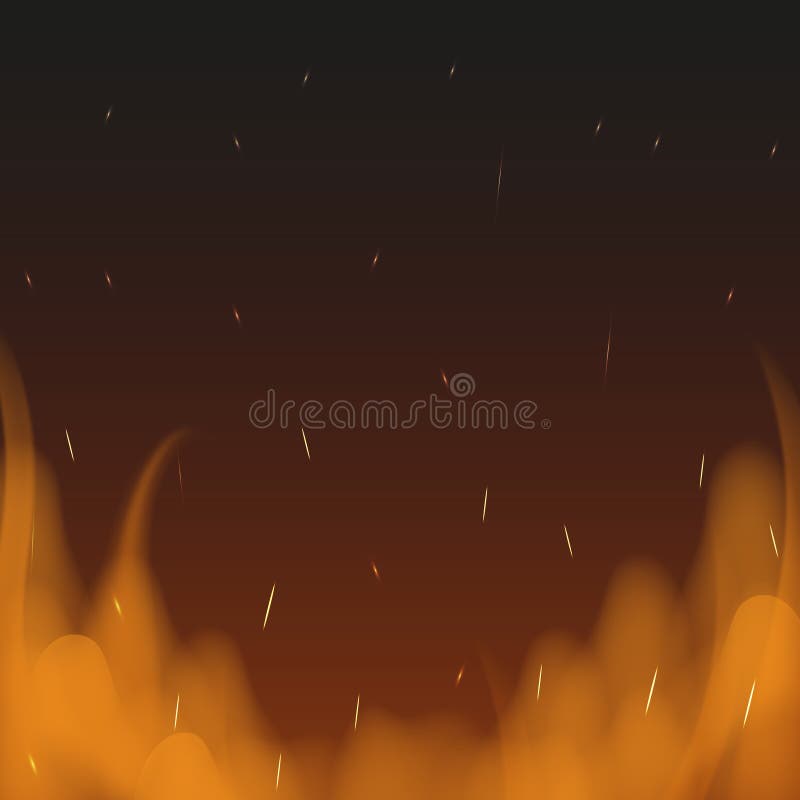 Realistic Red-yellow Fire on a Dark Background - Vector Stock Vector ...