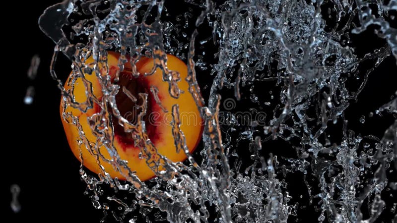 Half Peach Water Splash on White Background 01 Super Slow Motion Stock ...