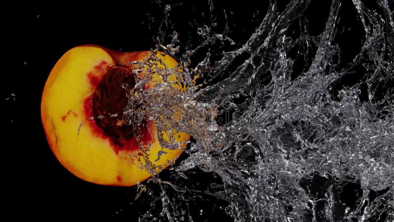 Half Peach Water Splash on White Background 01 Super Slow Motion Stock ...