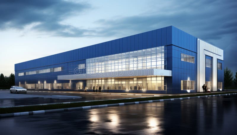 Realistic Logistic Warehouse Dock Station with Factory, Office Building ...