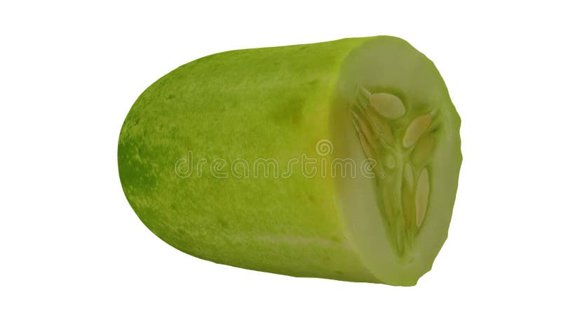 Rotating Cut Emerald White Cucumber on White Background 02B Looping ...