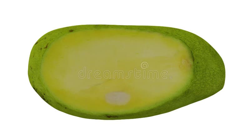 Rotating Cut Green Ivory Mango on White Background 02C Looping Stock ...