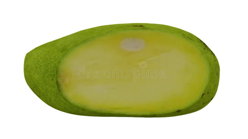 Rotating Cut Green Ivory Mango on White Background 02A Looping Stock ...