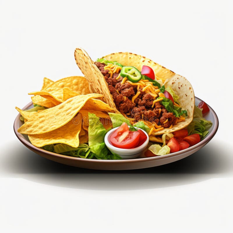 Realistic Render of Tacos and Chips: Uhd Image with Detailed Brushwork ...