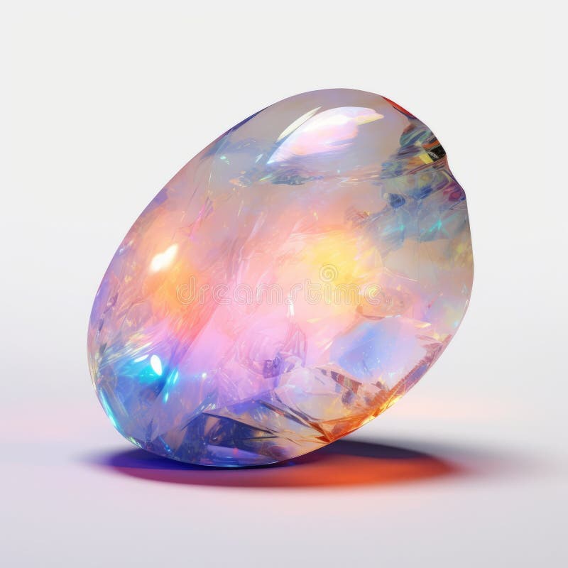 Realistic Rendering of a Colorful Opal Crystal on White Background ...