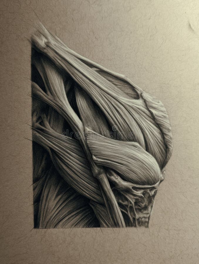 Detailed Anatomical Muscle Drawing Showcasing Intricate Muscle ...