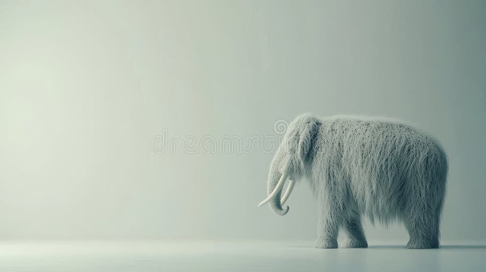 A Realistic Rendering of a Mammoth Set Against a White Backdrop, Ideal ...