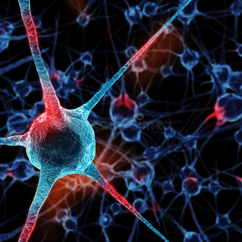 Realistic Rendering of Neurone - in Red Colors Stock Photo - Image of ...