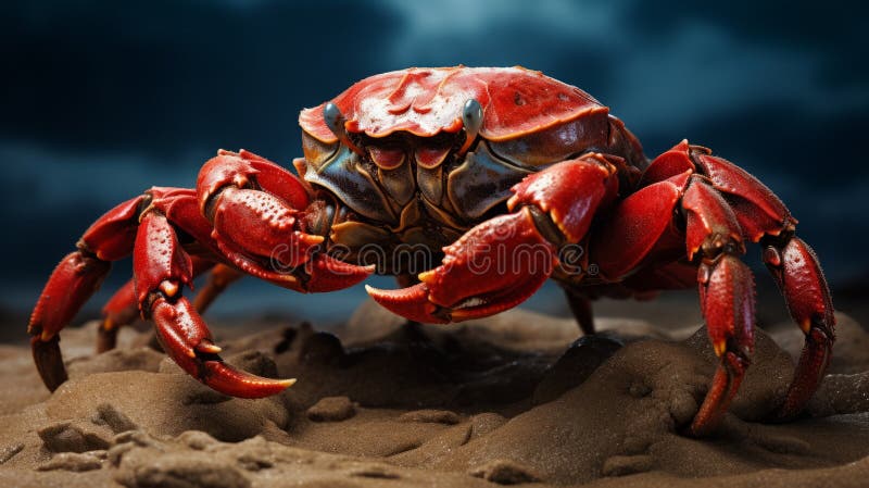 Realistic Rendering of Red Crab in Dramatic Death Strike Pose Stock ...