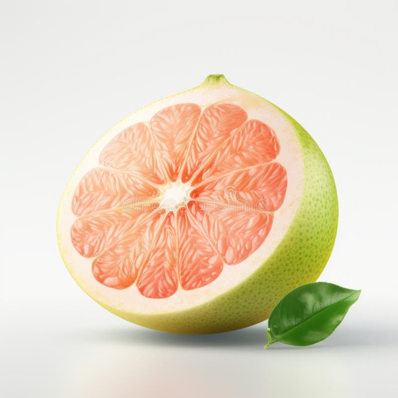 Realistic Rendering of Ripe Fresh Grapefruit on White Background Stock ...