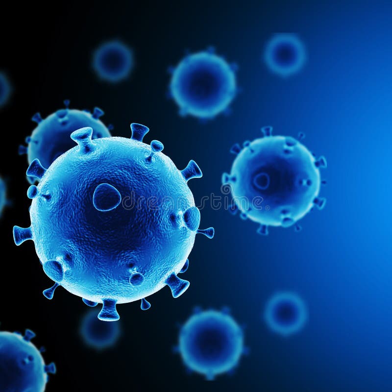 Realistic Rendering of Virus - in Blue Colors Stock Illustration ...