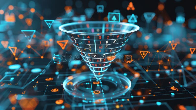 A Realistic Representation of a Digital Funnel Overflowing with Online ...