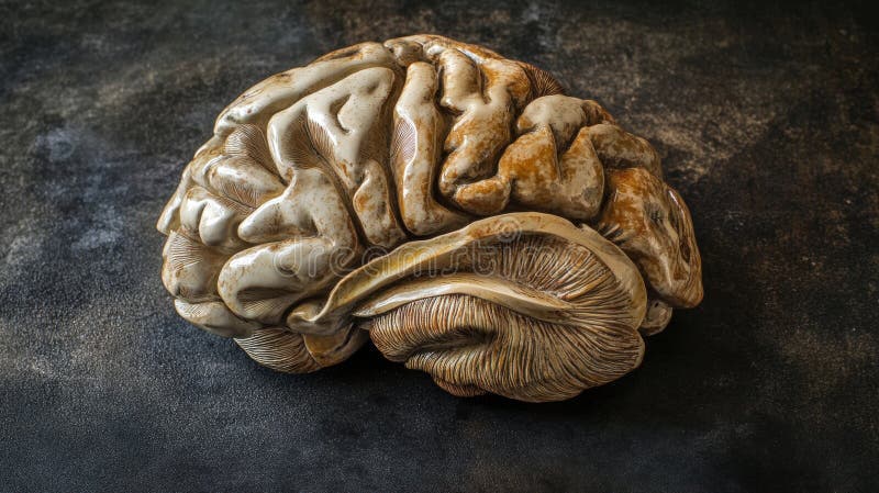 Realistic Representation of a Human Brain Sculpture on a Dark Surface ...