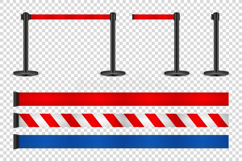 Realistic Retractable Belt Stanchion on Transparent Background. Crowd ...