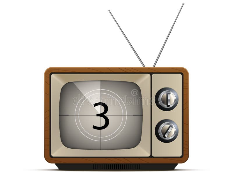 Realistic Retro Tv Illustration with Countdown, Old Tv Screen Stock ...