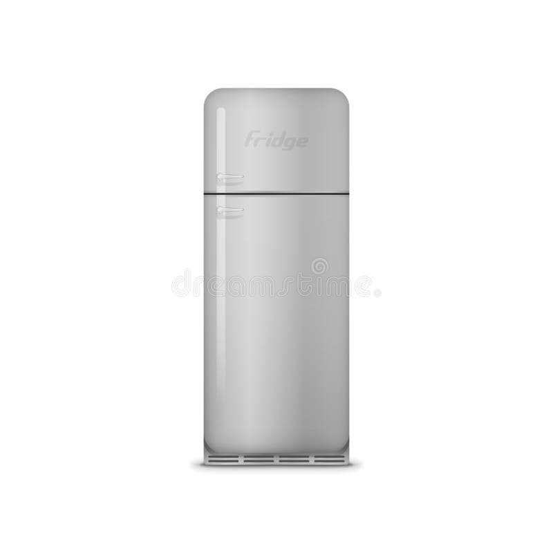Realistic Retro Vector Metal Fridge with Handles Stock Vector ...
