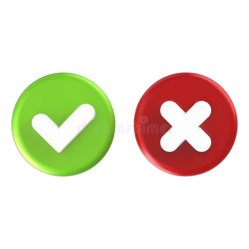 Realistic Right and Wrong 3D Button Vector Illustration. Stock Vector ... Realistic Right and Wrong 3D Button Vector Illustration. Stock Vector ...