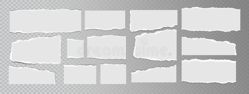 Realistic Ripped White Paper Sheets Isolated on Transparent Background ...
