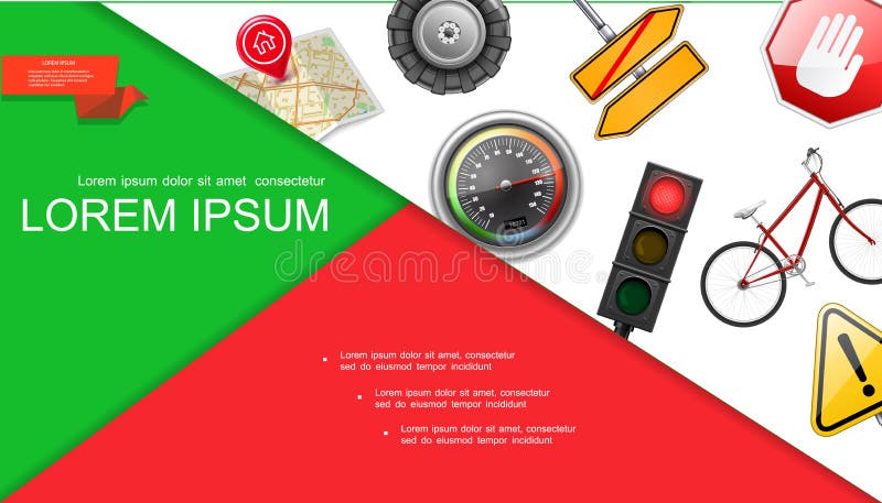 Realistic Road and Transportation Composition Stock Vector ...