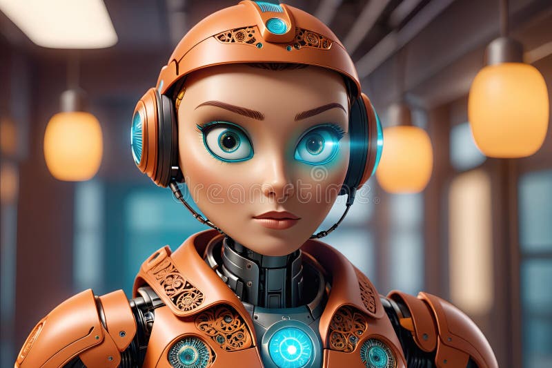 Realistic Robot Character with Intricate Design in Modern Indoor ...