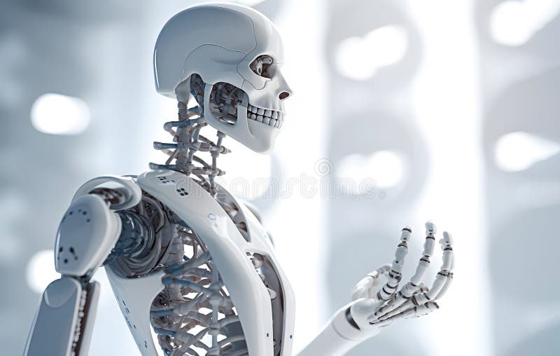 Realistic Robot White Plastic Model with Separated Skull and Skeleton ...